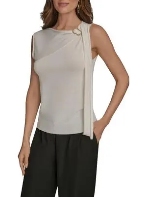 Donna Karan New York Mixed Media Sweater Tank - Cream