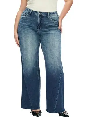 BAYEAS High-waist Wide Leg Jeans - Medium Blue