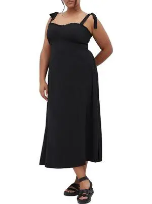 City Chic Tie Strap Maxi Dress - Black