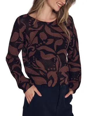Bella Dahl Leaf Print Cotton Sweater - Sienna Floral Print