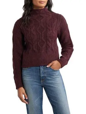 525 AMERICA Funnel Neck Cable Knit Sweater