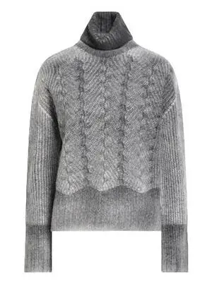 ARAGONA Turtleneck Wool-cashmere Knit Top - Grey