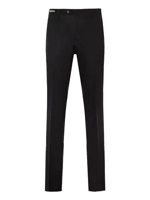 Corneliani Wool Trousers With Raw Edge - Black
