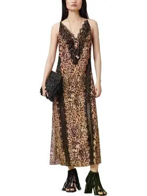 ALLSAINTS Melia Leopard-print Maxi Dress - Brown