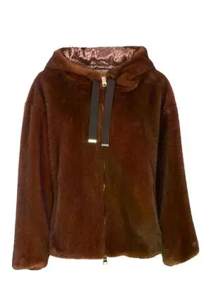 Herno Faux Fur Hooded Jacket - Brown