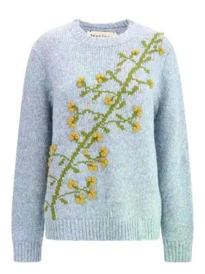 BAZISZT Floral Embroidered Sweater - Blue