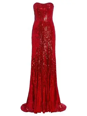 Jenny Packham Sarai Embellished Strapless Maxi Dress - Red