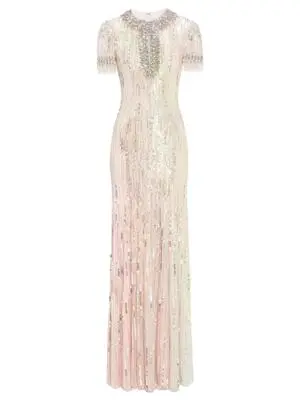 Jenny Packham Nova Sequin-embellished Maxi Dress - Neutrals