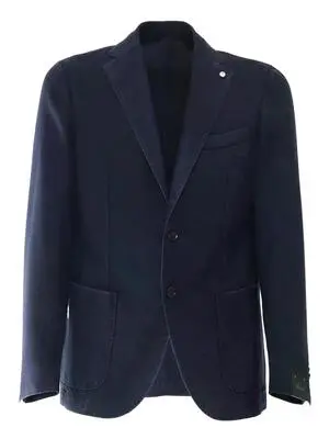 BRANDO Buttoned Patch-pocket Blazer - Blue