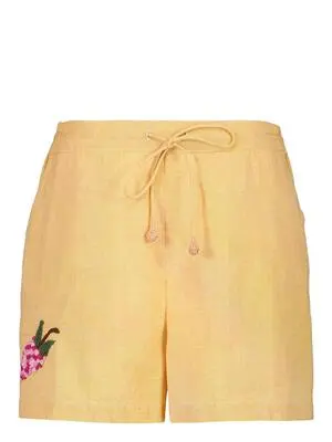 BAZISZT Anab Embroidered-fruit Drawstring Shorts - Orange