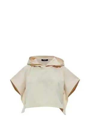 Balmain Short-sleeve Cotton Hoodie - Neutrals