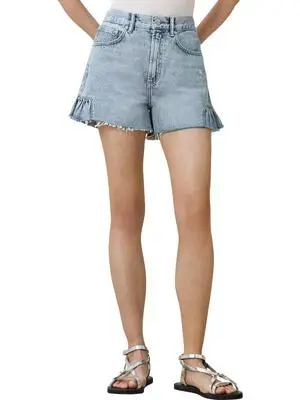 ALLSAINTS Eliana Ruffle-detail Denim Shorts - Blue
