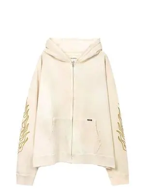 KAMIYA Flame-print Zip-up Hoodie - White