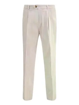 Brunello Cucinelli Pleated Corduroy Trousers Neutrals