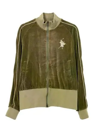 KAMIYA Embroidered Velour Zip-up Jacket - Green