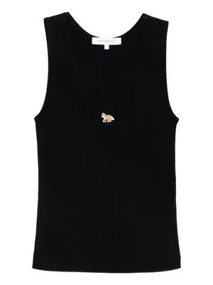 Maison Kitsuné Fox-embroidered Tank Top - Black