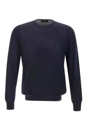 GRAN SASSO Crew-neck Ribbed-edge Sweater - Blue