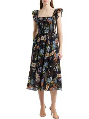 Vince Camuto Floral Midi Sundress - Navy Multi
