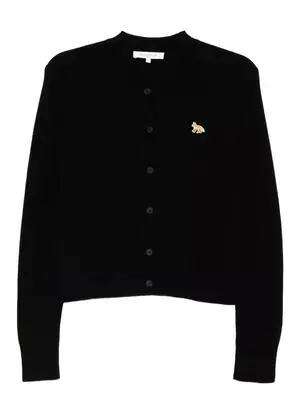 Maison Kitsuné Baby Fox-embroidered Wool Cardigan - Black