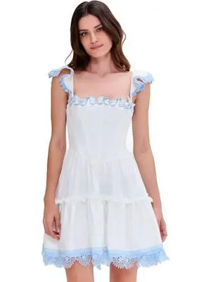 PatBO Flutter Poplin Mini Dress - Off White