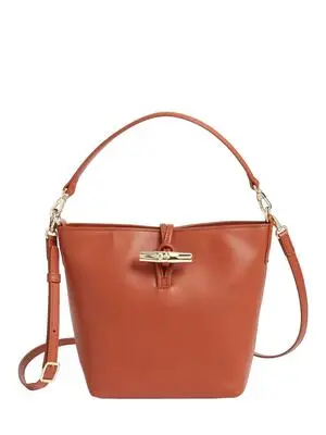 Longchamp Le Roseau Extra Small Leather Bucket Bag - Bark