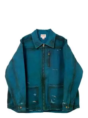 KAMIYA Distressed Zip-front Jacket - Blue