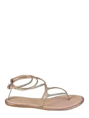 LE SILLA Belen Crystal-embellished Flat Sandals - Neutrals