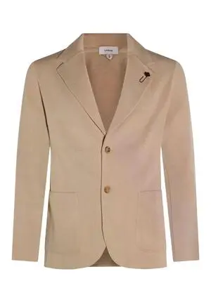 LARDINI Buttoned Blazer With Flower Embellishment Neutrals