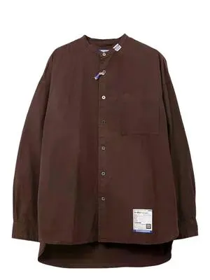 IN･STRU(MEN-TAL). Band-collar Long-sleeve Shirt - Brown