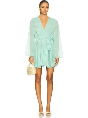 Misa Kaia Wrap Dress - Seafoam Linear Wave