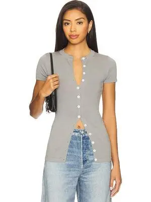 ALL THE WAYS Samantha Button Up Top - Grey