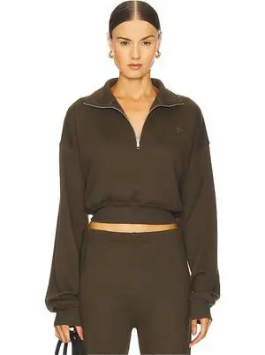 Eterne Cropped Half Zip Sweatshirt - Moss