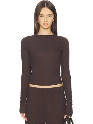 Eterne Long Sleeve Fitted Top - Espresso