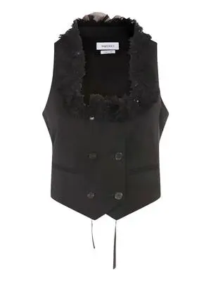 Alexander McQueen Lace-trimmed Double-breasted Waistcoat - Black