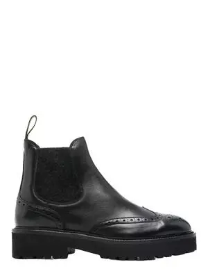 DOUCAL'S Elastic-panel Brogue Boots - Black