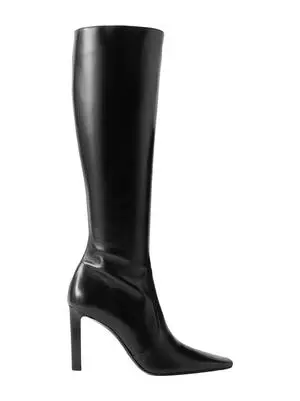 Saint Laurent Francoise Glossed-leather Knee Boots - Black