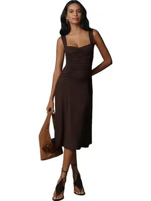 REFORMATION Suvi Sweetheart Knit Midi Dress - Mole