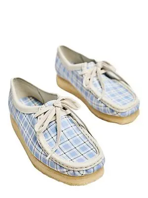 Clarks Clarks Wallabee Suede Slip-On Shoes Blue Check