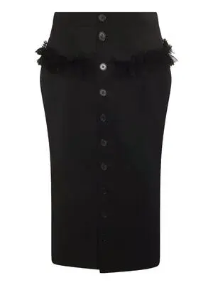 Alexander McQueen Button-front Ruffled Midi Skirt - Black