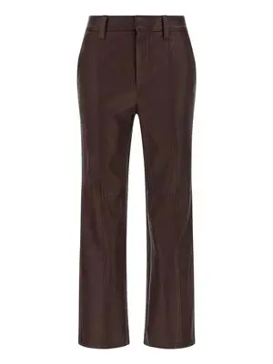Brunello Cucinelli Leather Cigarette Pants - Brown