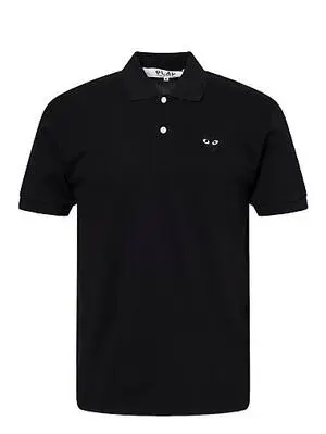 Play Comme Des Garcon Logo-patch Short-sleeve Cotton Polo Shirt - Black