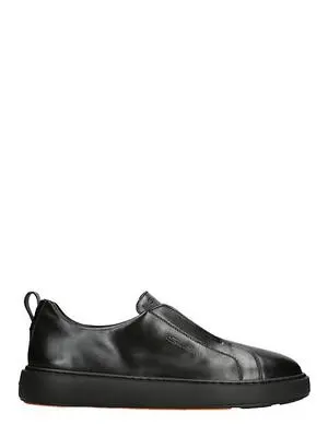 Santoni Clean Icon Victory Leather Low-top Trainers - Black