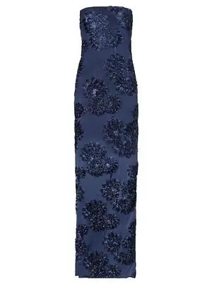 Remain Birger Christensen Albertina 3d Floral-appliqué Mesh Maxi Dress - Blueprint
