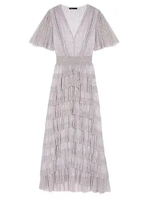 Maje Metallic-woven Maxi Dress - Silver
