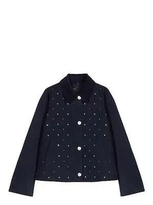 Maje Stud-embellished Cotton-blend Jacket - Navy