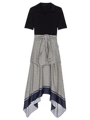 Maje Bow-print Collared Midi Dress - Ecru Print-tie