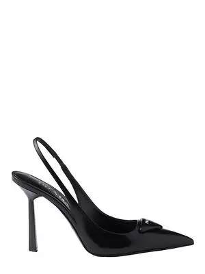 Prada Brushed Leather Slingback Pumps - Black
