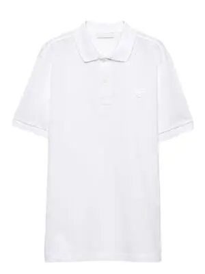 Prada Triangle-logo Cotton-piqué Polo Shirt - White