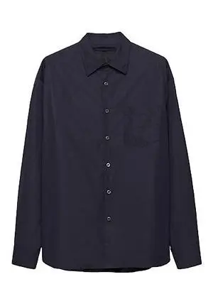 Prada Triangle-logo Padded Cotton Shirt - Blue