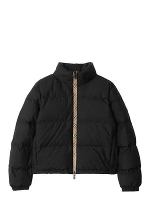 Burberry Ambleside Check Zipper Puffer Jacket - Black